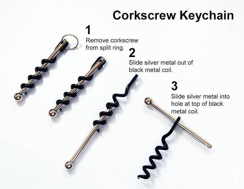 Wine Corkscrew Keyring Monogram Keyring Corkscrew Keychain - Etsy