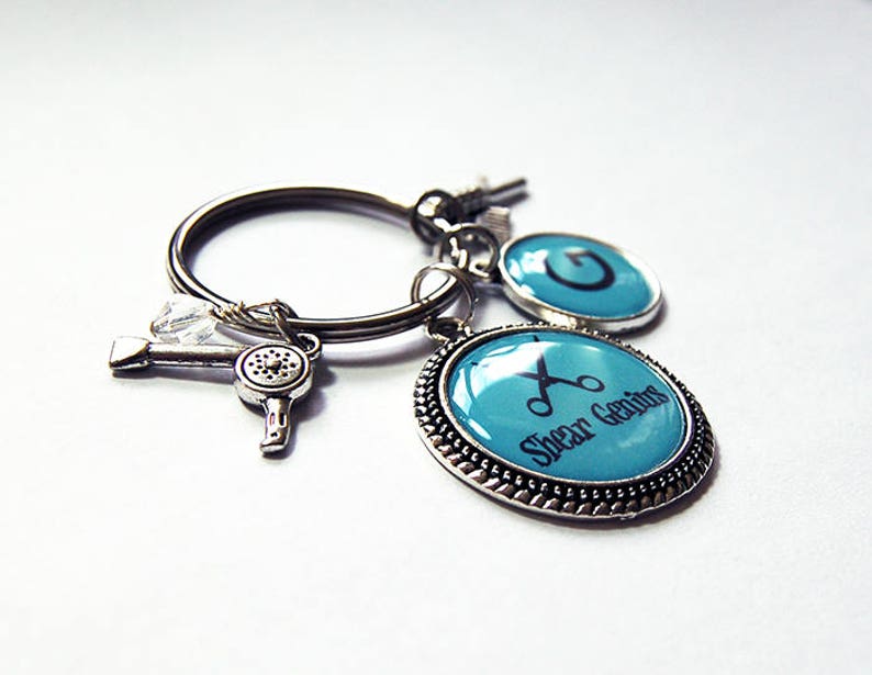 Hair Stylist Keychain Monogram Keychain Shear Genius - Etsy