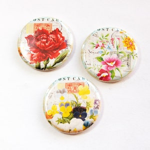Flower Magnets Floral Magnets Nature Magnets Button - Etsy