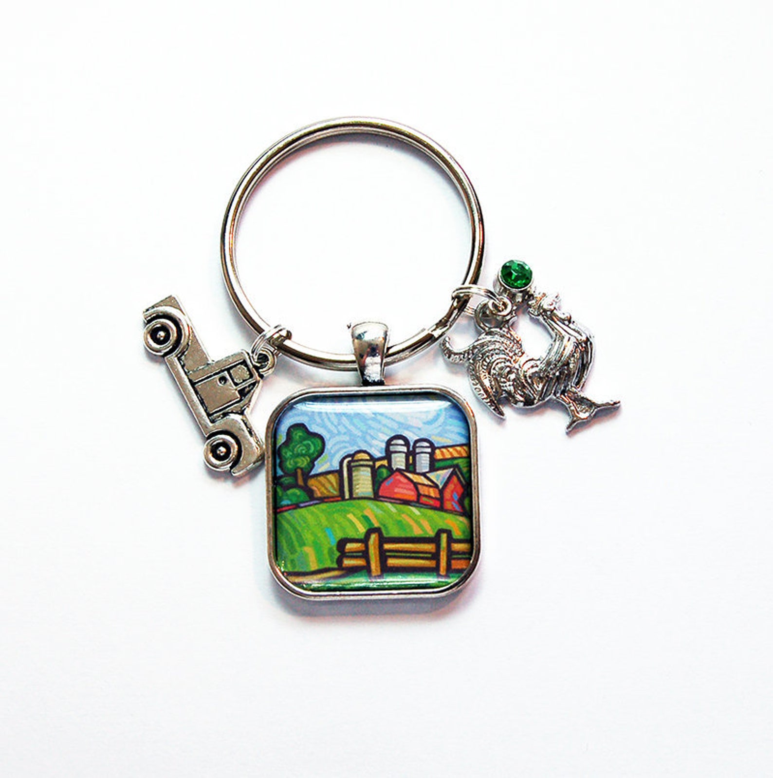 Farm Country Keychain Cute keyring Keychain with Charms | Etsy