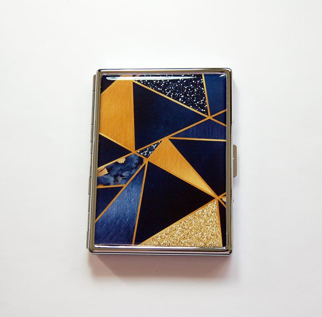 Blue Gold Cigarette Case, Slim Cigarette Case, Cigarette Box, Retro ...