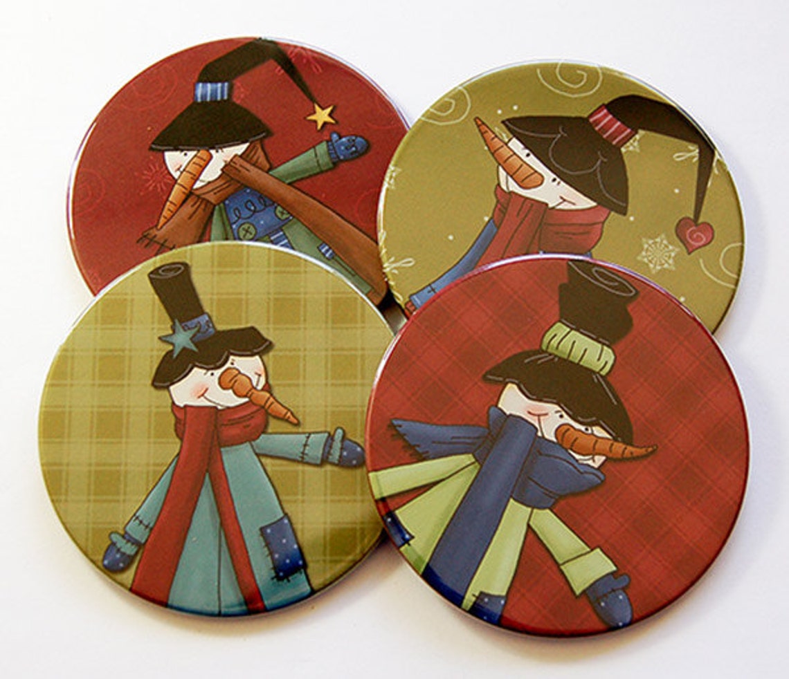 Christmas Coasters Snowman Coasters Drink Coasters - Etsy
