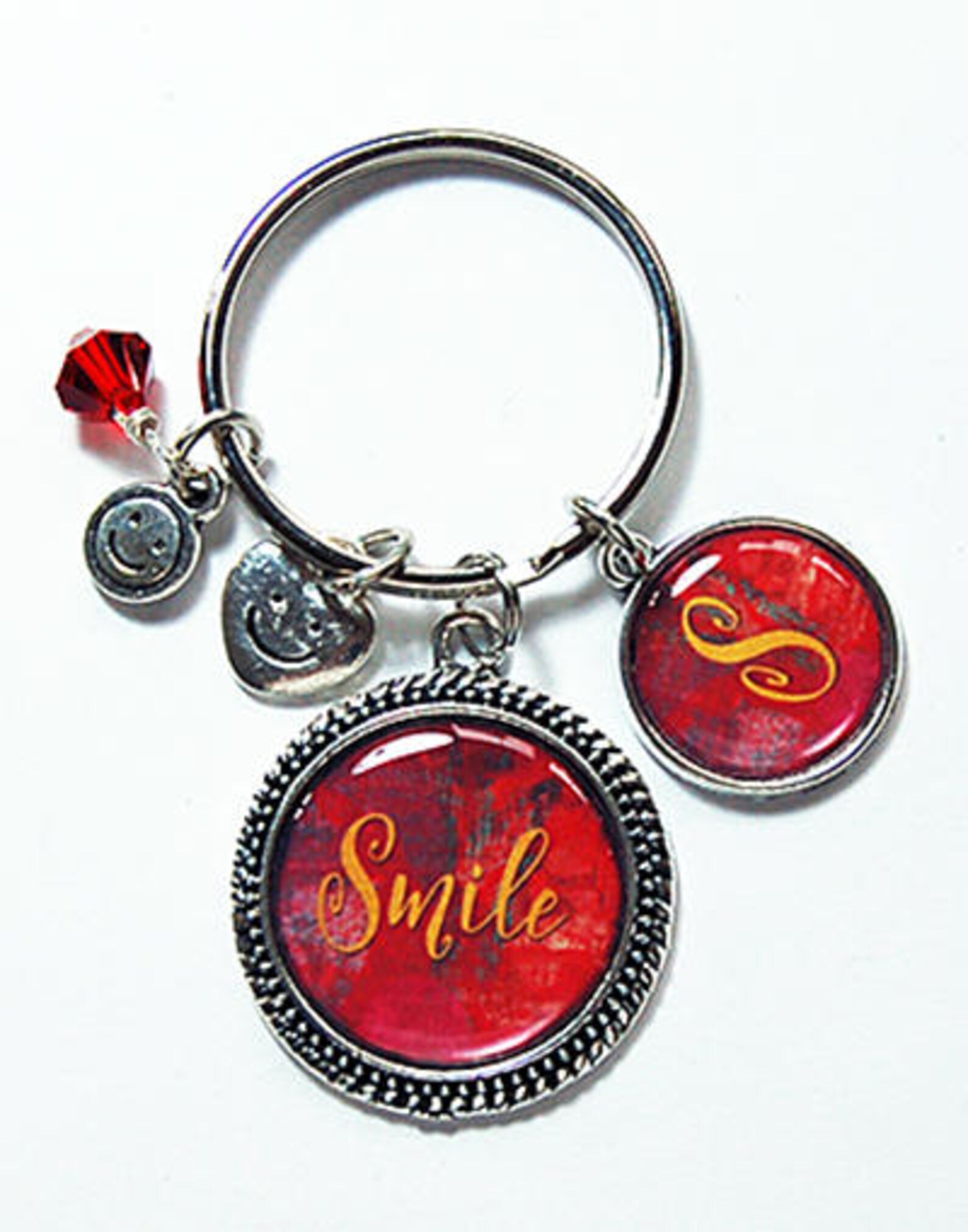 Smile Keychain Keyring Monogram Keychain Keyring for Her - Etsy