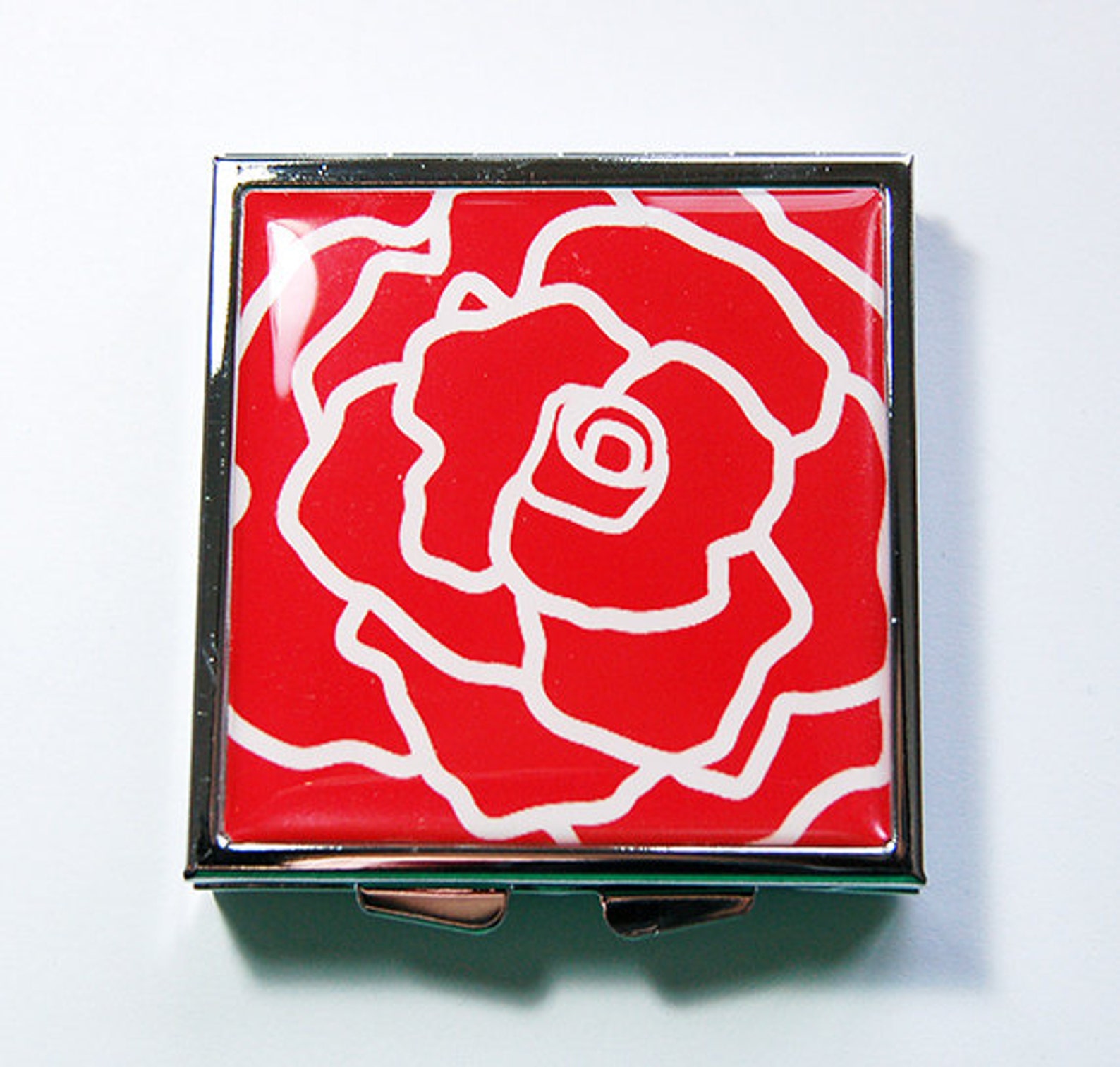 Rose Pill Case, Pill Case for Purse, Square Pill Box, Travel Pill Case ...