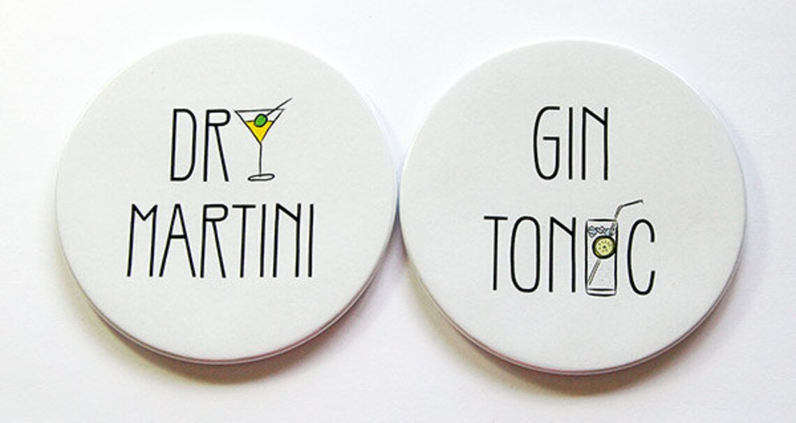 Set of Coasters Drink Coasters Coasters Dry Martini Gin - Etsy