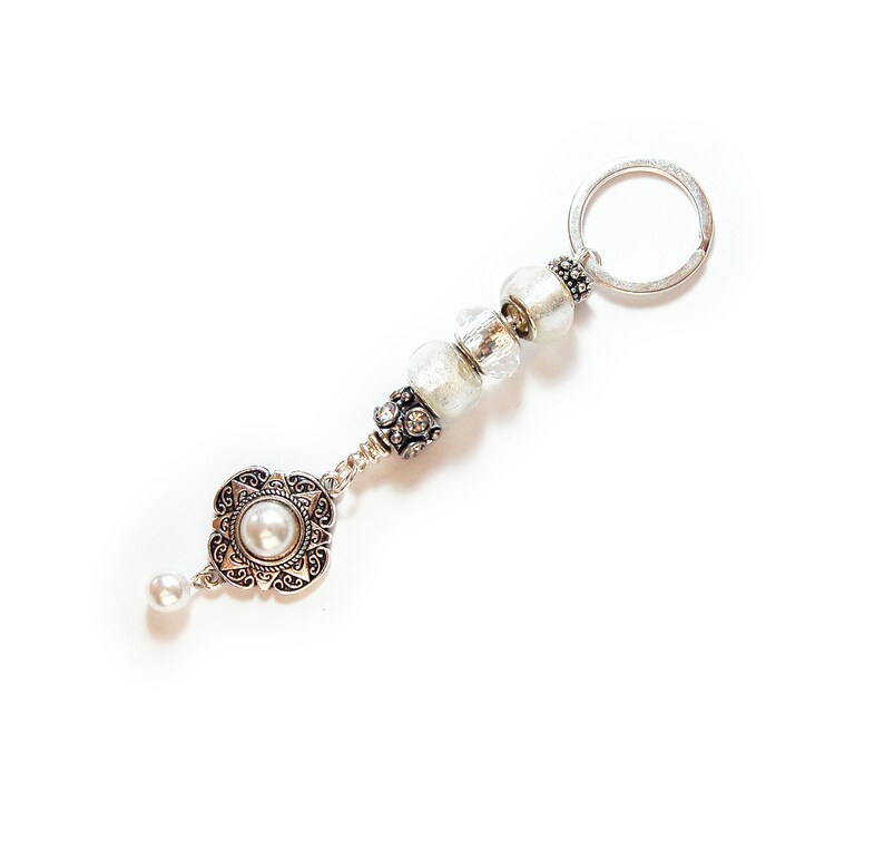 Pearl Beaded Keyring for Women Pretty Keychain With Synthetic - Etsy