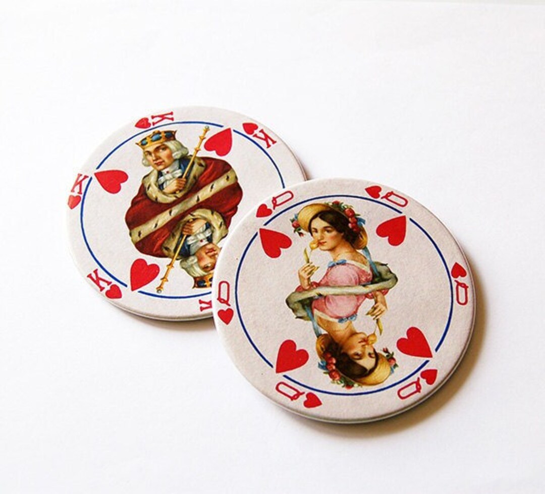Playing Card Coasters, King Queen Coasters, Drink Coasters, Set of ...