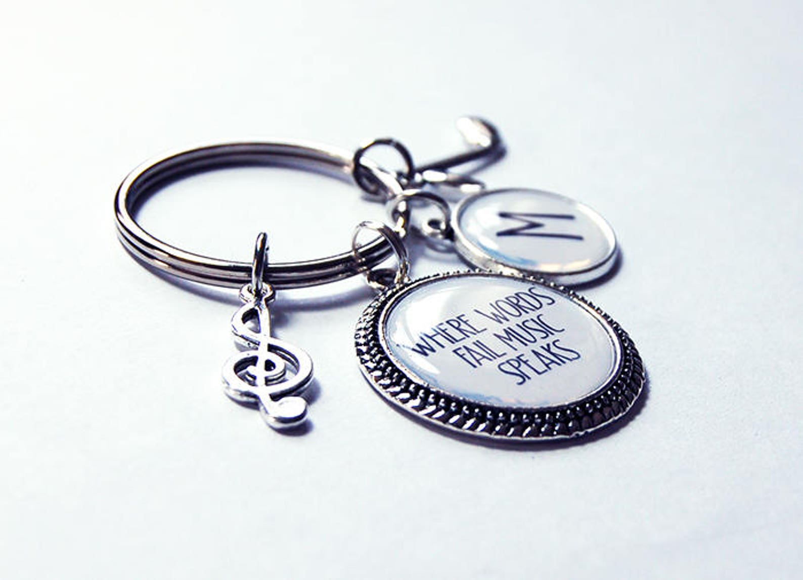 Music Keychain Music Lover Monogram Personalized Gift | Etsy