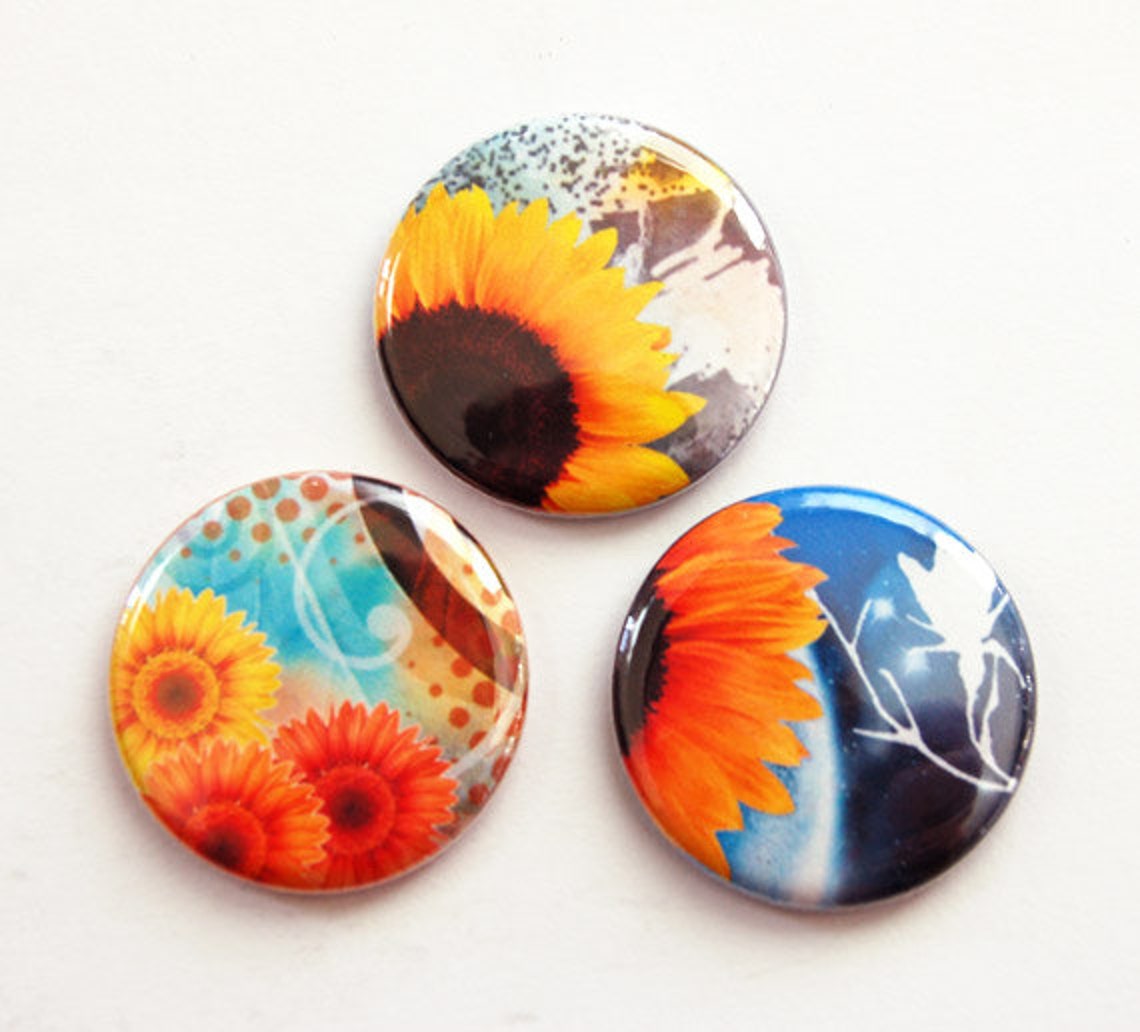 Sunflower Magnets Floral Magnets Nature Magnets Flowers - Etsy
