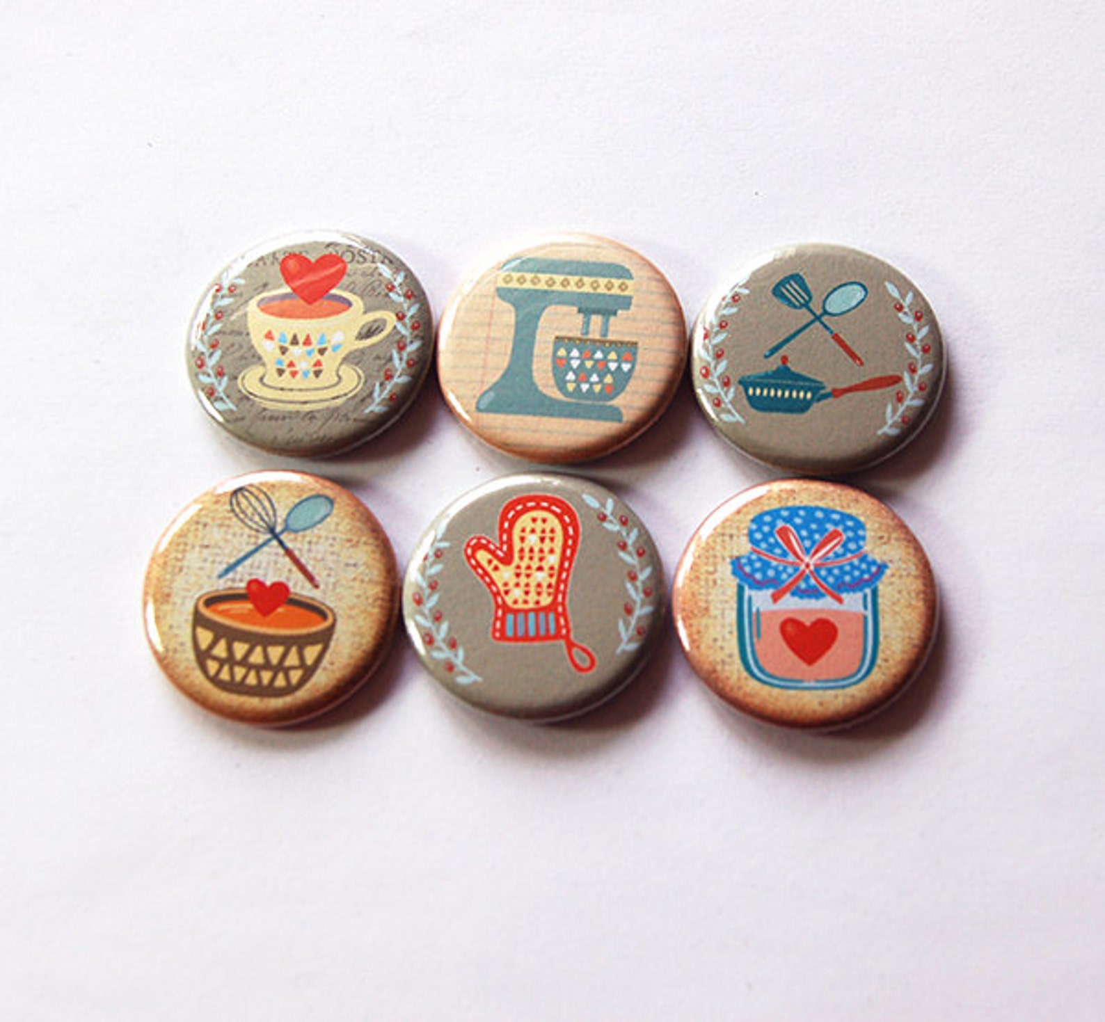 Kitchen Magnets, Button Magnets, Fridge Magnets, Gift for Mom, Cooking ...