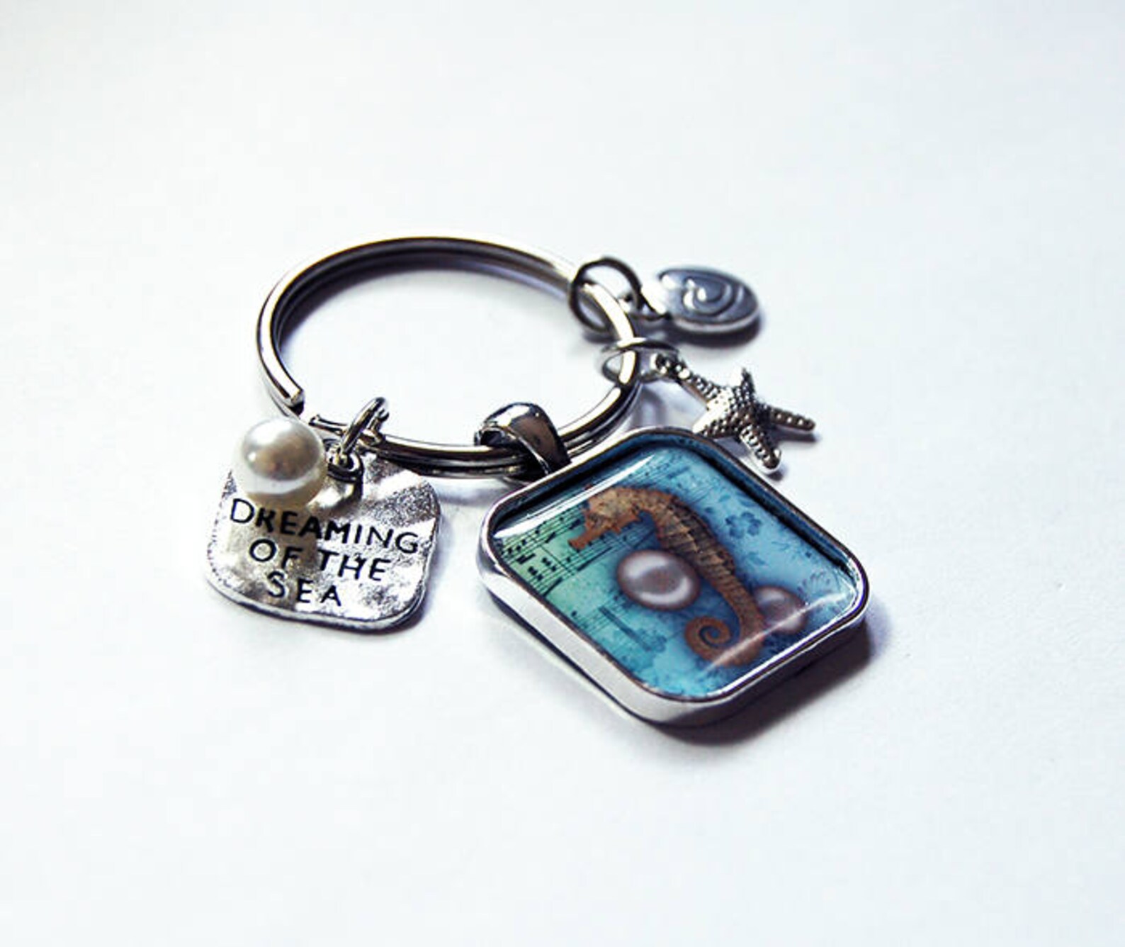 Dreaming of the Sea keychain Beach Living blue Keyring for | Etsy