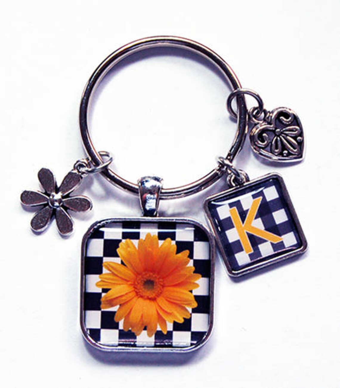 Gerbera Daisy Keychain Monogram Key Ring Daisy Keychain - Etsy Canada