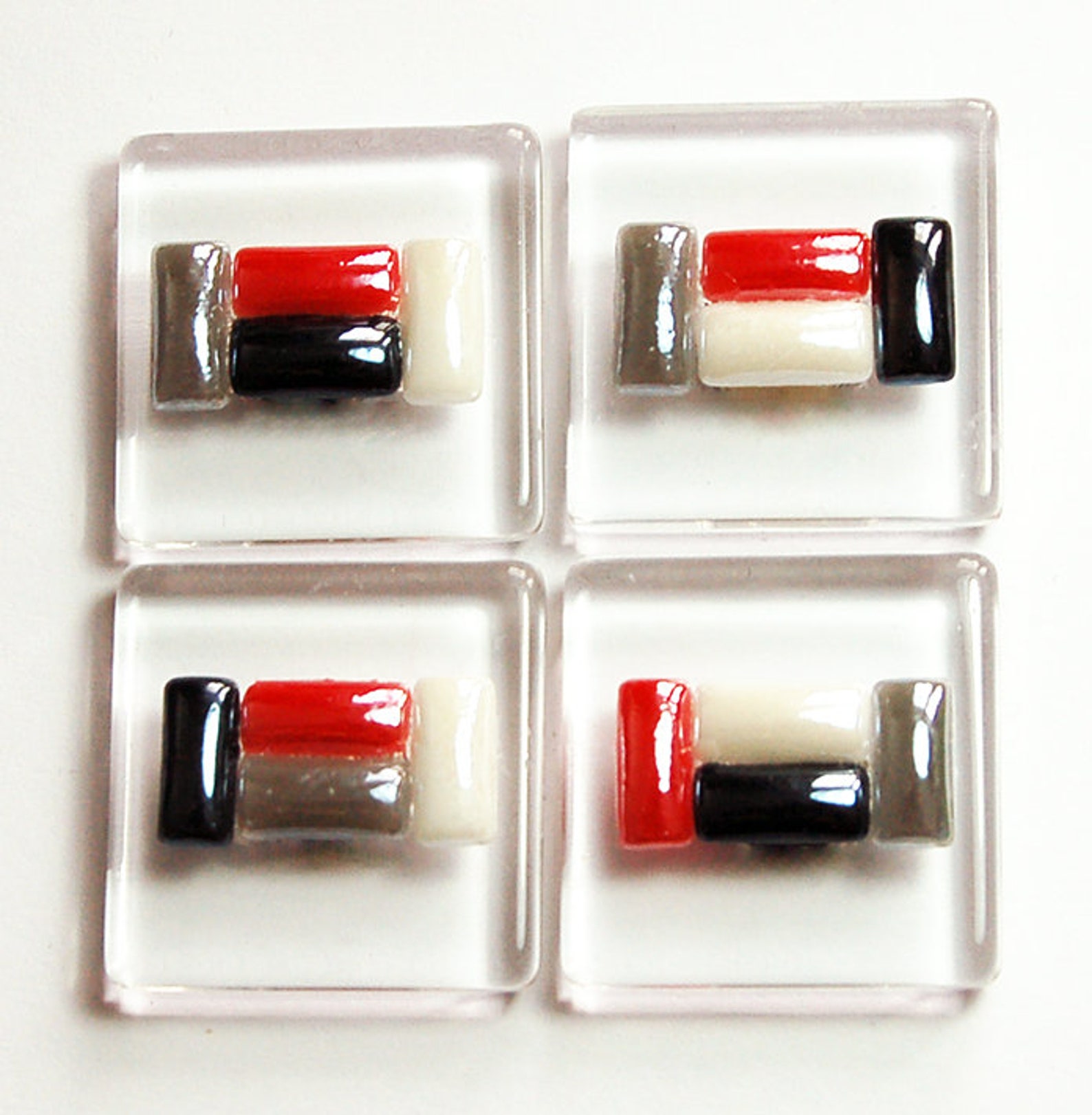Ceramic and Glass Magnets Red Black White Gray Kitchen - Etsy