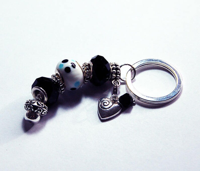 Black White Keychain Polka Dots Keychain Cute Keyring - Etsy