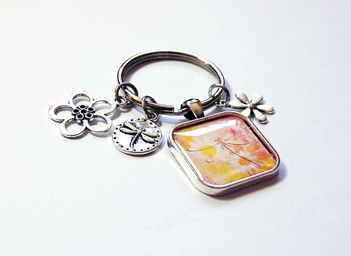 Dragonfly Keychain Daisy Keyring With Charms Key Ring Key - Etsy Canada
