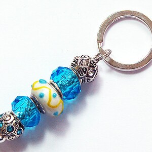 Pretty Keychain, Womens Keyring, Blue Yellow Keychain, Stocking Stuffer ...