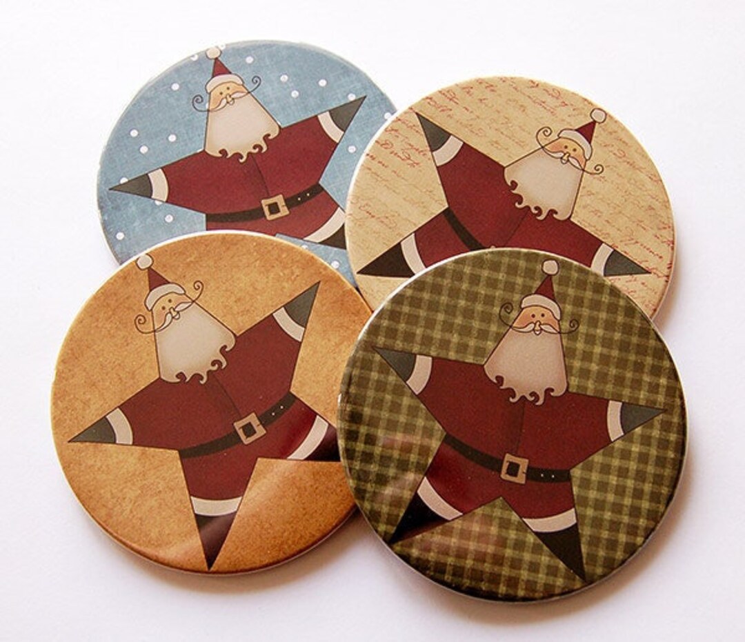 Santa Coasters, Christmas Coasters, Drink Coasters, Coasters, Hostess ...