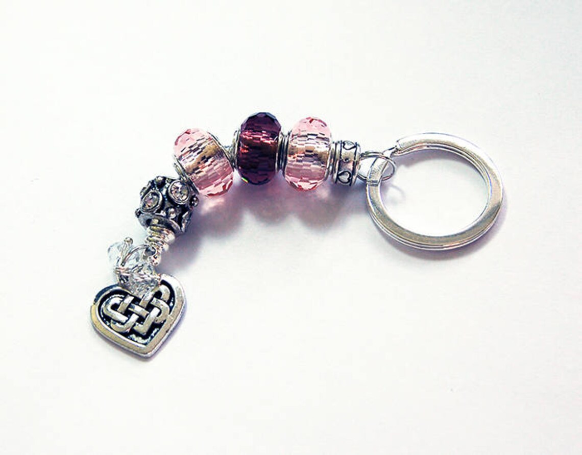 Rhinestone Keychain Pink Brown Keychain Heart Keyring Bling - Etsy