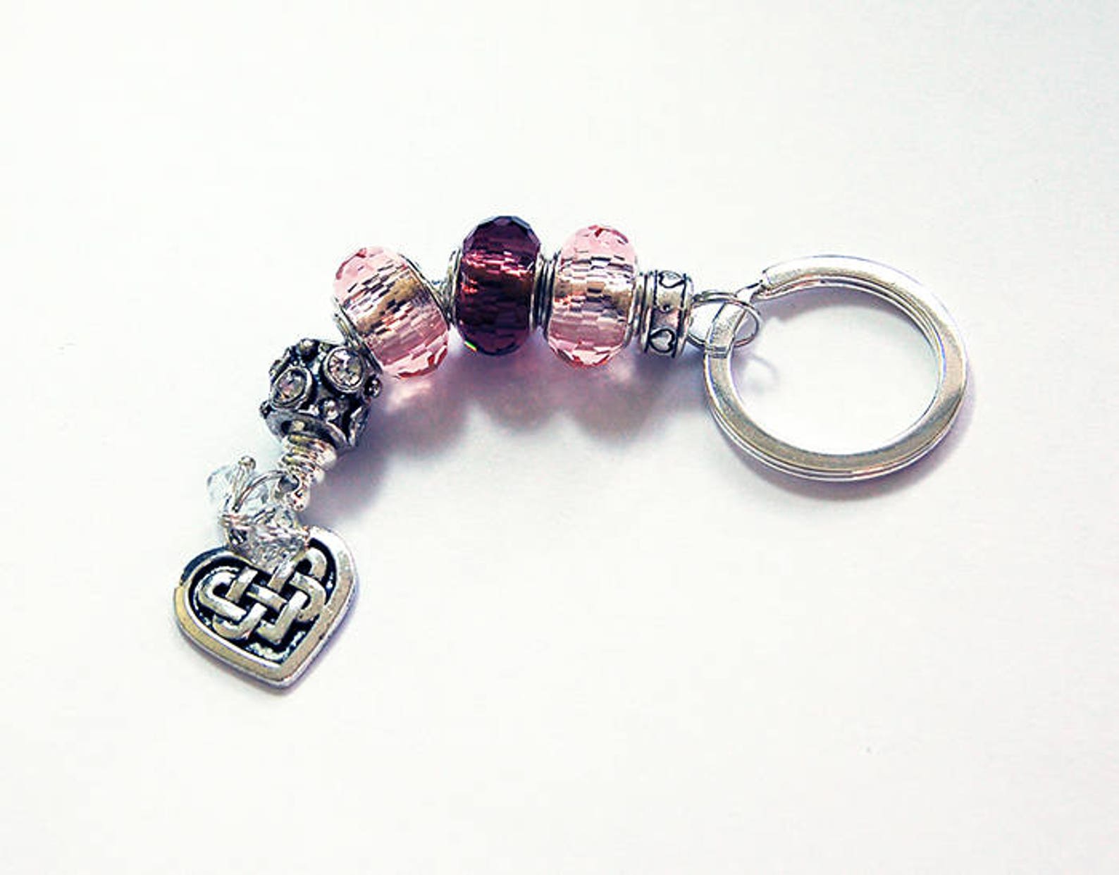 Rhinestone Keychain Pink Brown Keychain Heart Keyring Bling - Etsy
