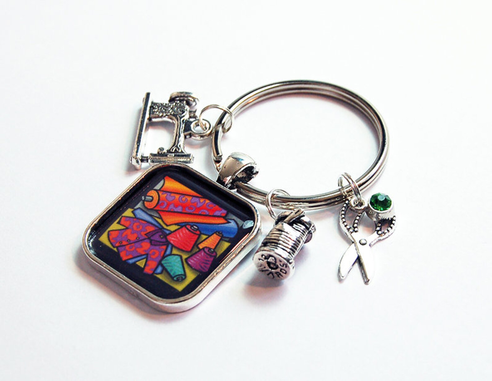 Sewing Keyring With Charms Gift for Sewer Quilting Keyring - Etsy