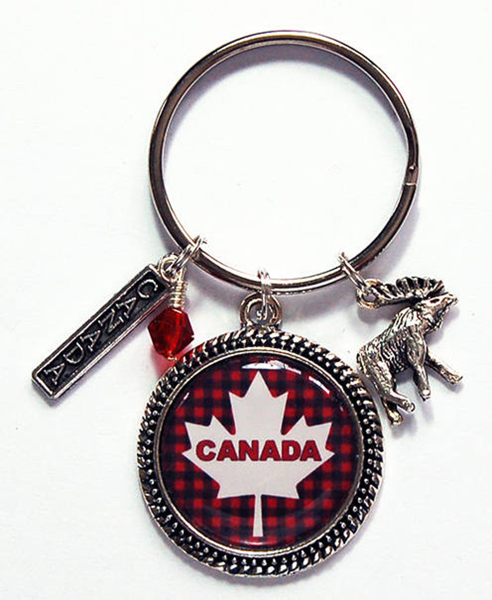 Canada Moose Keychain Keyring With Charms Maple Leaf Canada - Etsy
