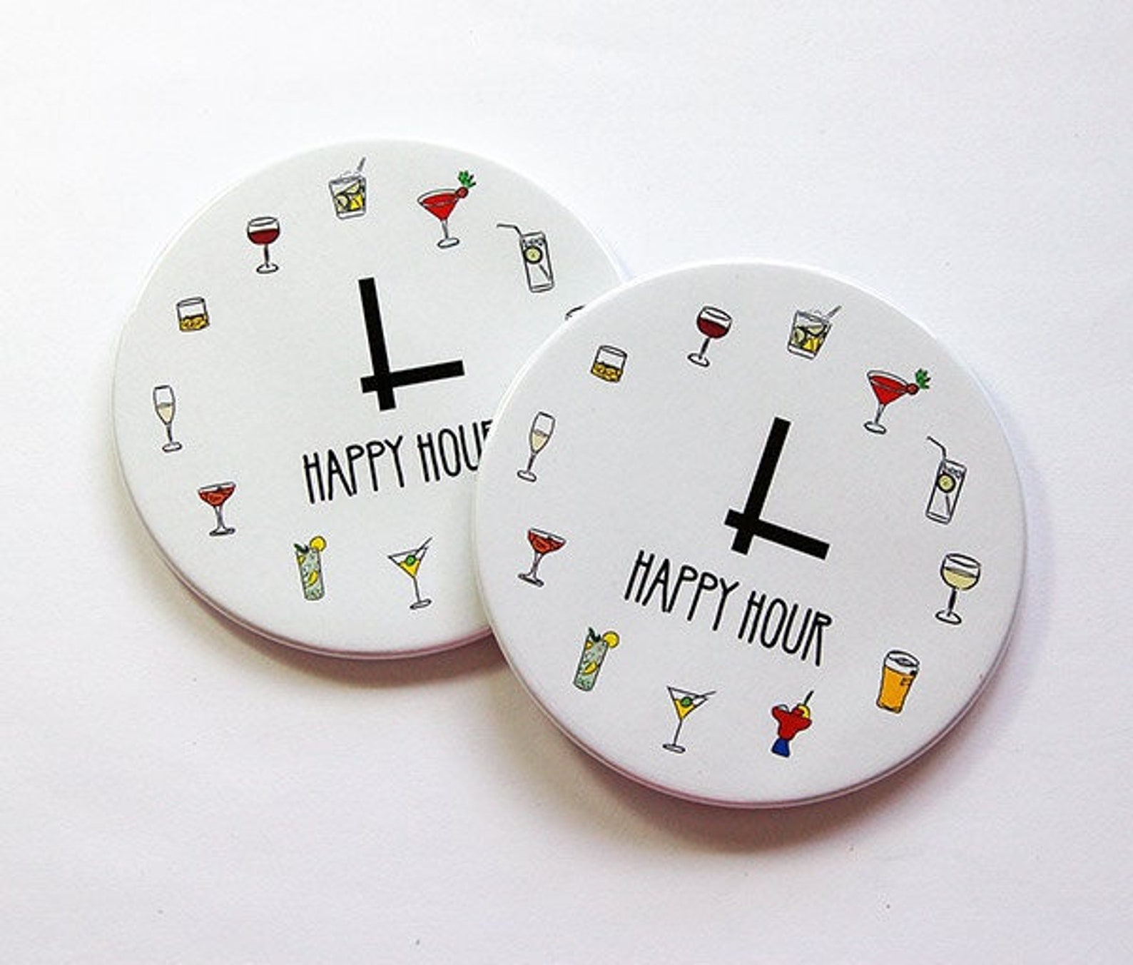 Happy Hour Cocktail Drink Coasters A Cute Housewarming or - Etsy