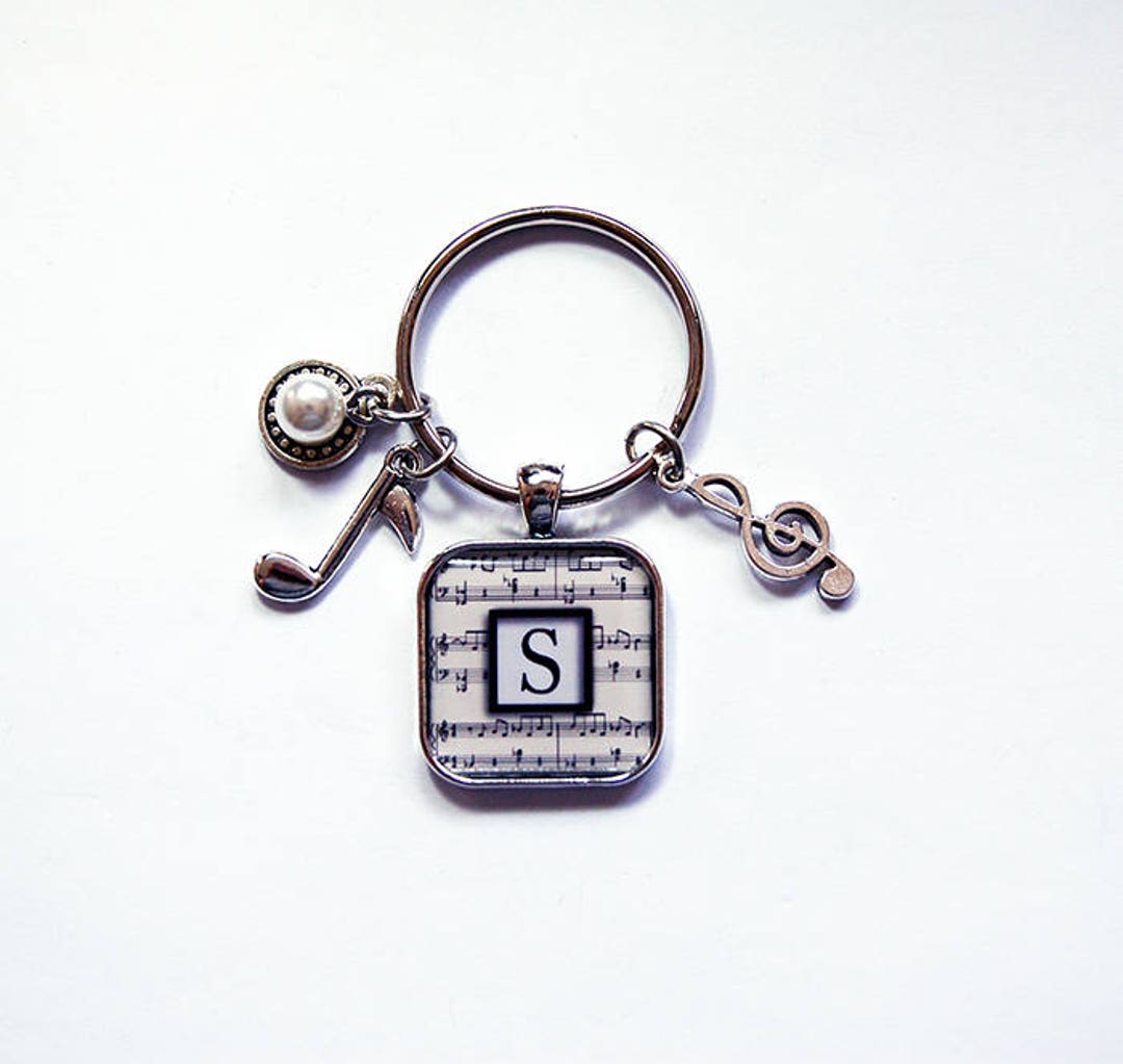 Music Key Ring, Monogram Keychain, Music Lover, Personalized Gift ...