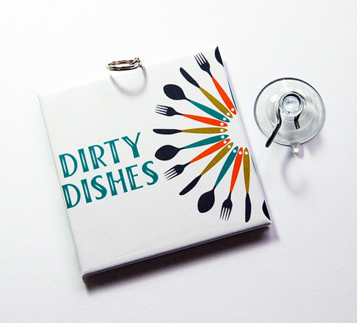 Dirty Dishes Clean Dishes Retro Sign With Suction Cup | Etsy