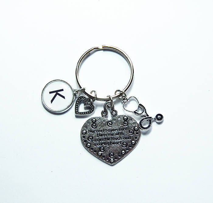 Nurse Keychain Nurses Prayer Monogram Keychain Heart | Etsy