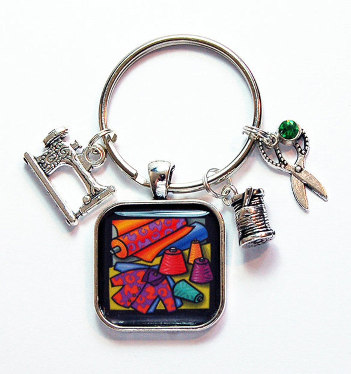 Sewing Keyring With Charms Gift for Sewer Quilting Keyring - Etsy
