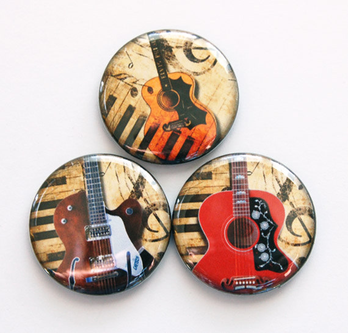 Guitar Magnets Music Magnets Button Magnets Kitchen Magnet | Etsy
