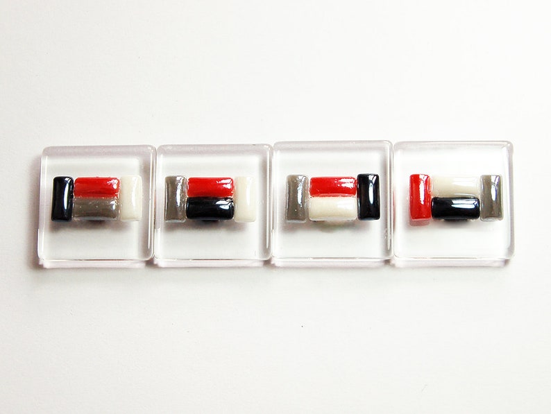Ceramic and Glass Magnets Red Black White Gray Kitchen | Etsy