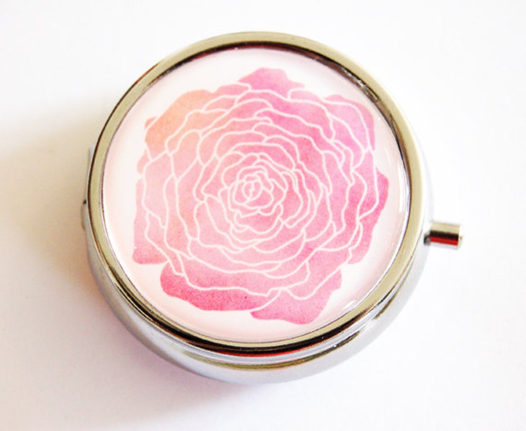 Rose Pill Box Pill Case Pill Container Floral Gift for - Etsy