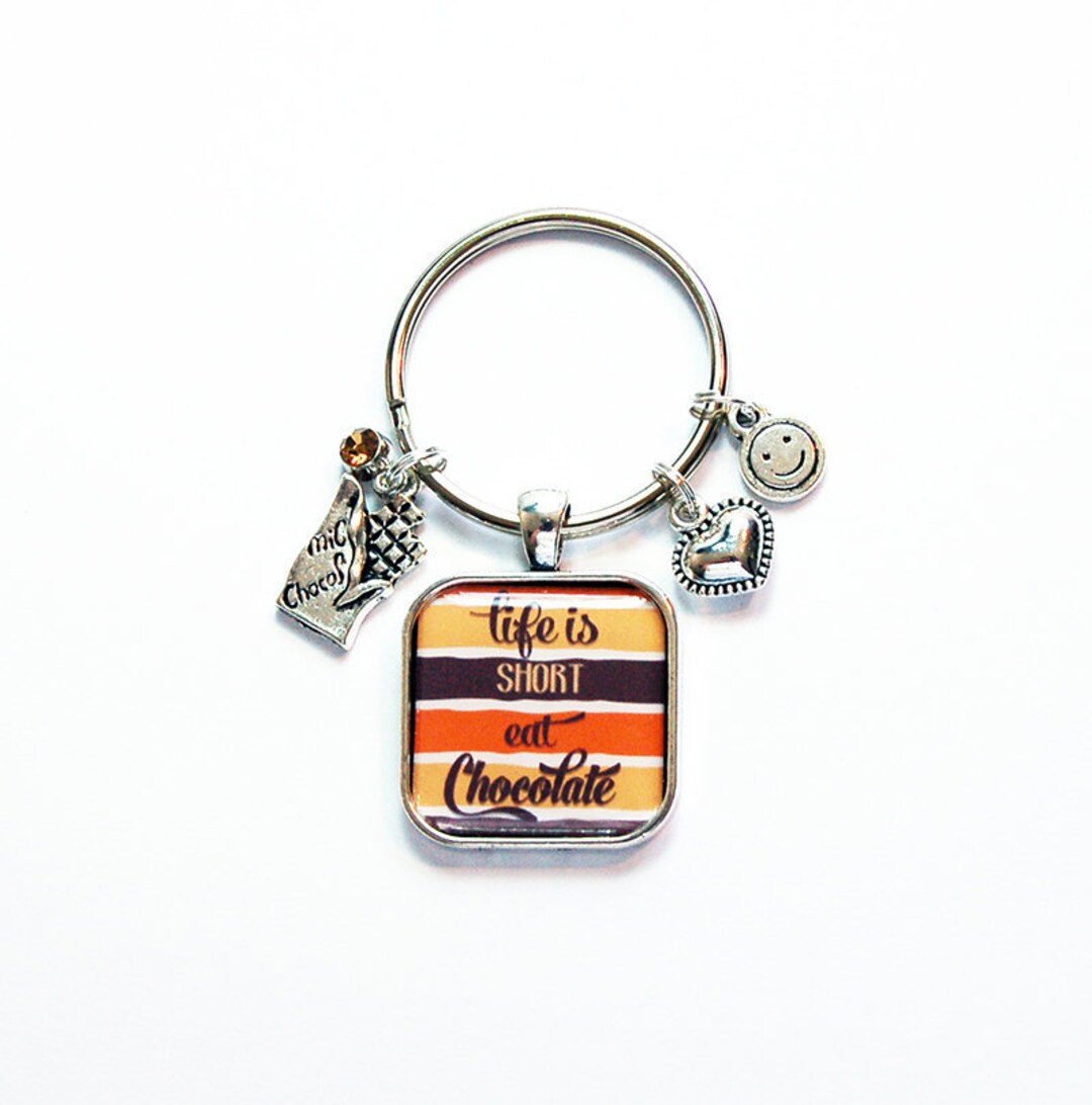 Eat Chocolate Keyring With Charms, Keychain for Women, Gift for ...