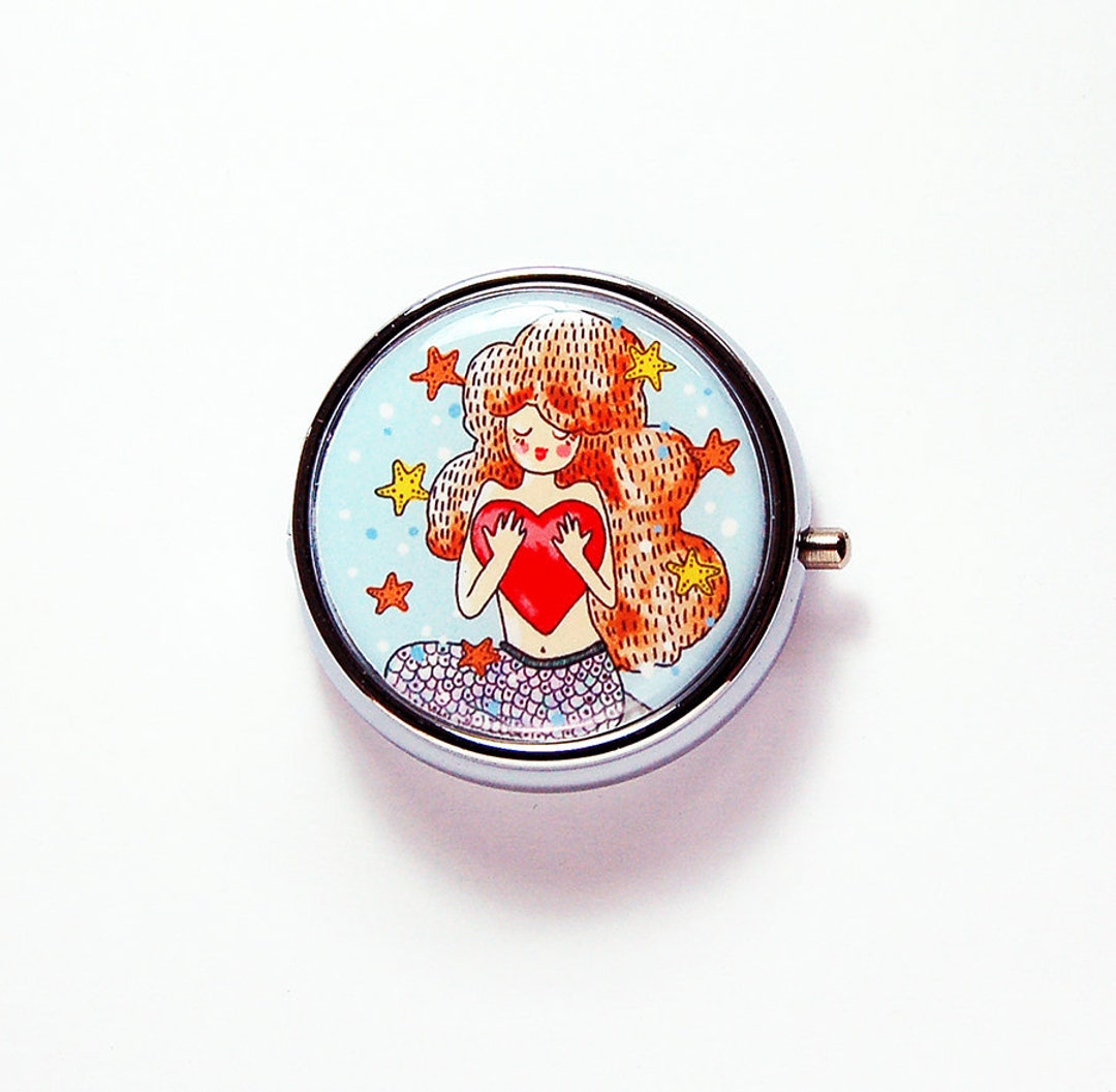 Mermaid Round Pill Case Mermaid Pill Box for Purse Cute Gift - Etsy