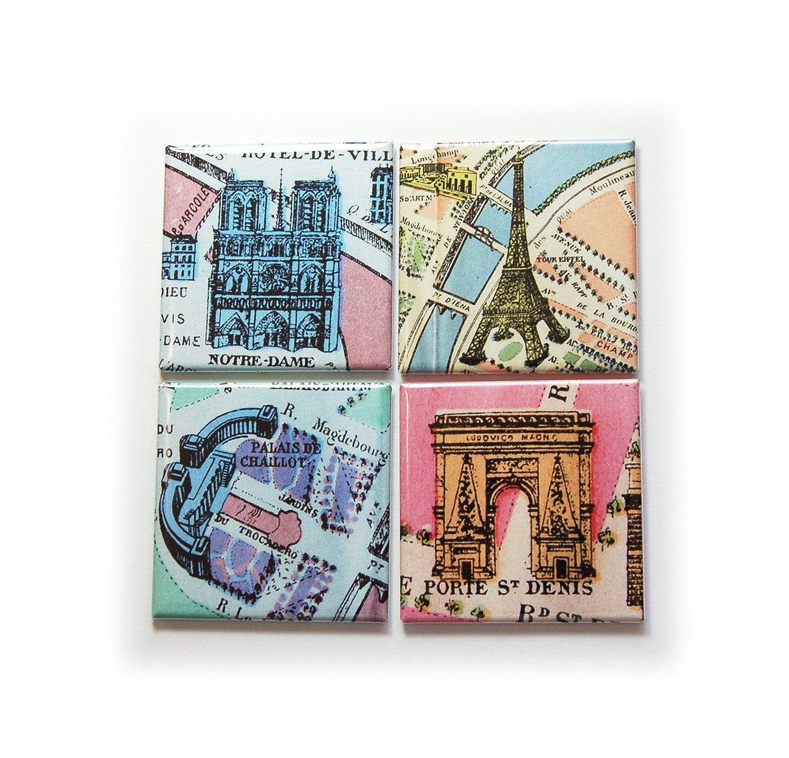 Paris Map Magnet Set Paris France Magnets Including the - Etsy