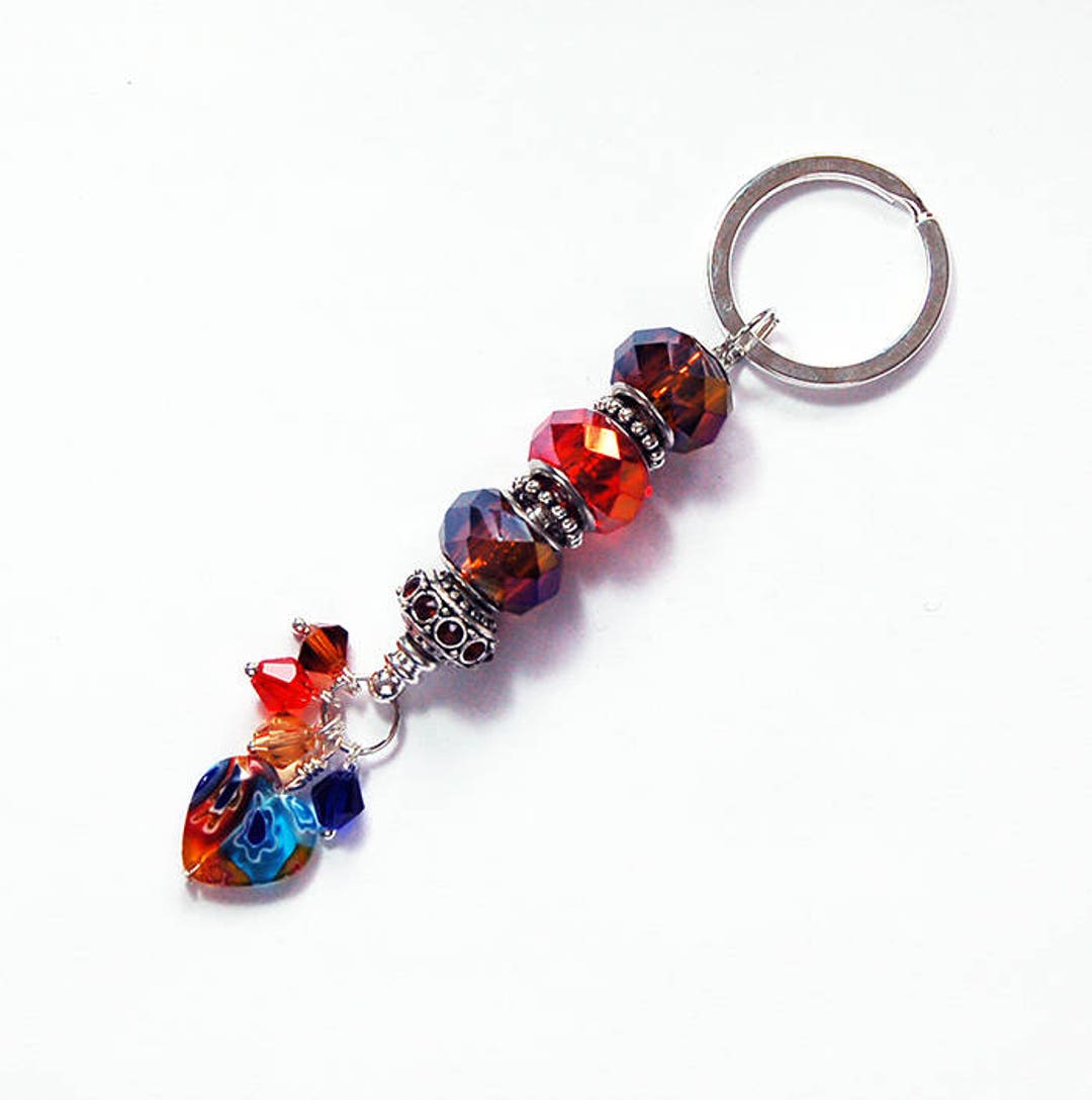 Heart Keychain, Glass Bead Keyring for Her, Stocking Stuffer, Keychain ...