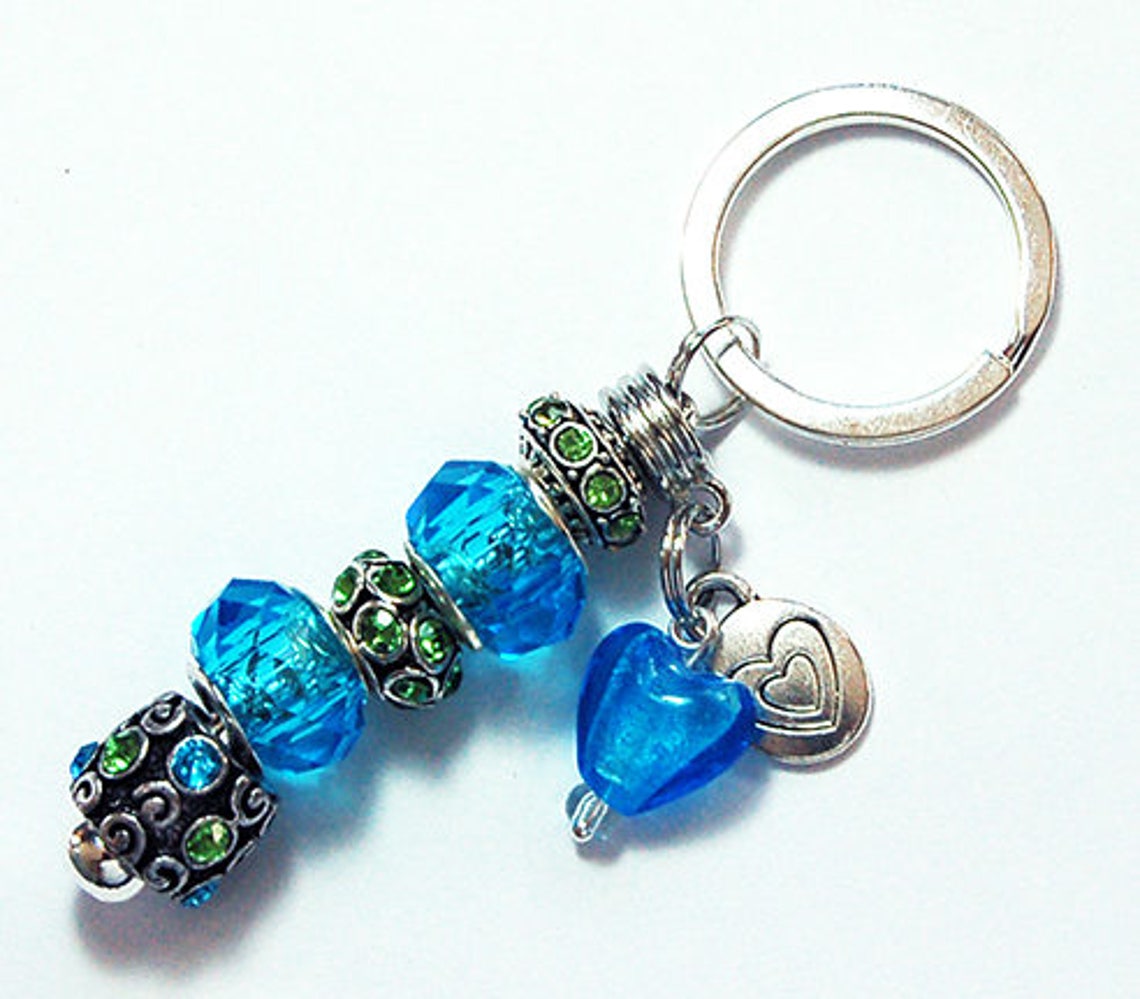 Rhinestone Keychain Keychain for Women Beaded Keychain Blue - Etsy