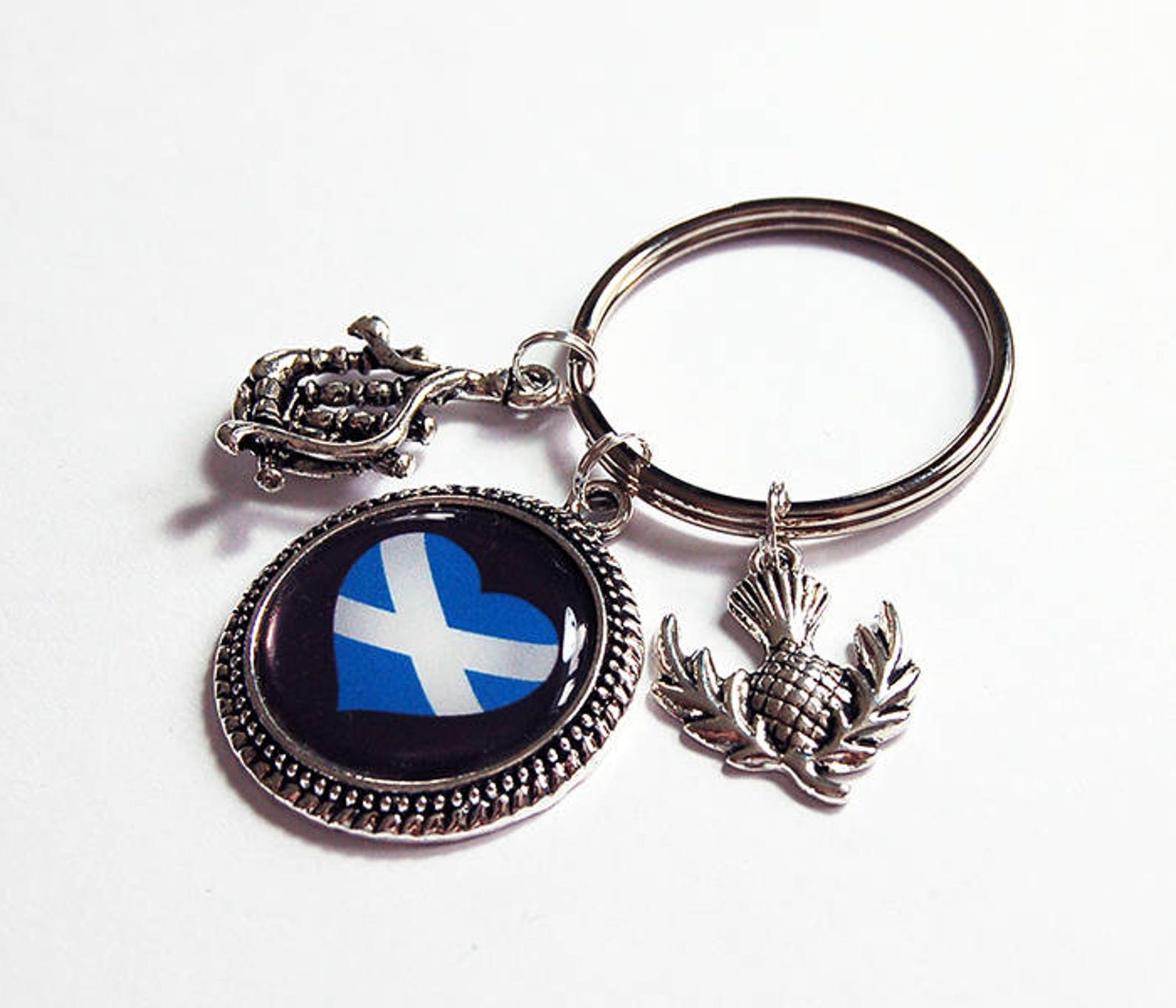 Scotland Keychain Bagpipes Scottish Thistle Saltire Flag - Etsy Canada