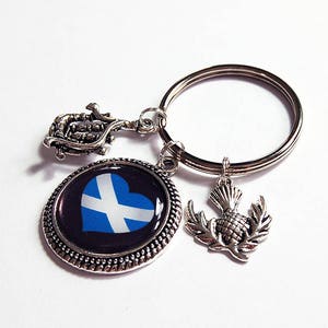 Scotland Keychain Bagpipes Scottish Thistle, Saltire Flag, Saint Andrew ...