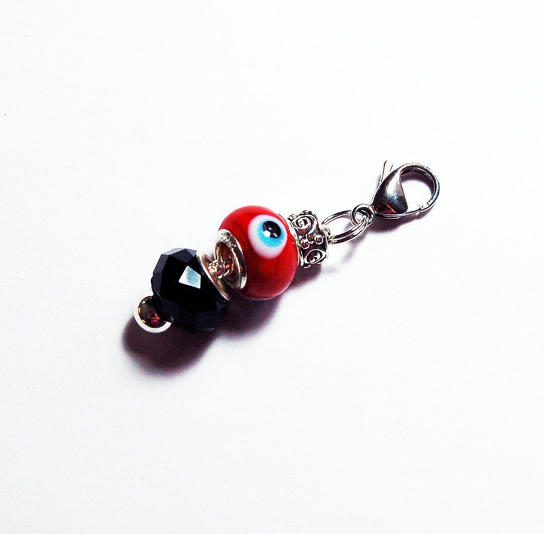 Evil Eye Zipper Pull Charm in Red and Black, Cute Bead Zipper Pull With ...