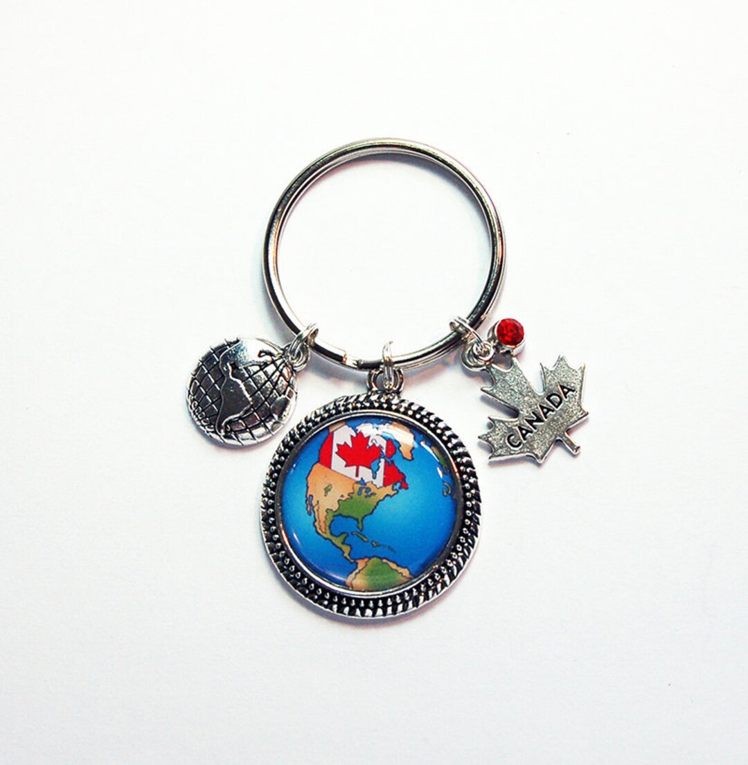 Map of Canada Keychain, Keyring With Charms, Canada Maple Leaf ...