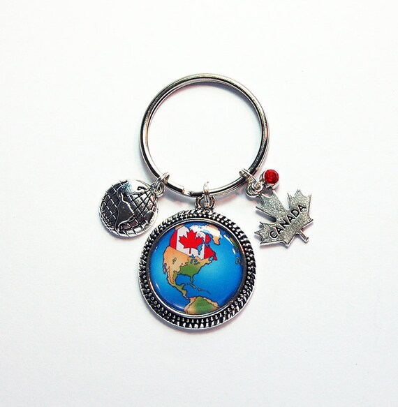 Map of Canada Keychain Keyring With Charms Canada Maple | Etsy