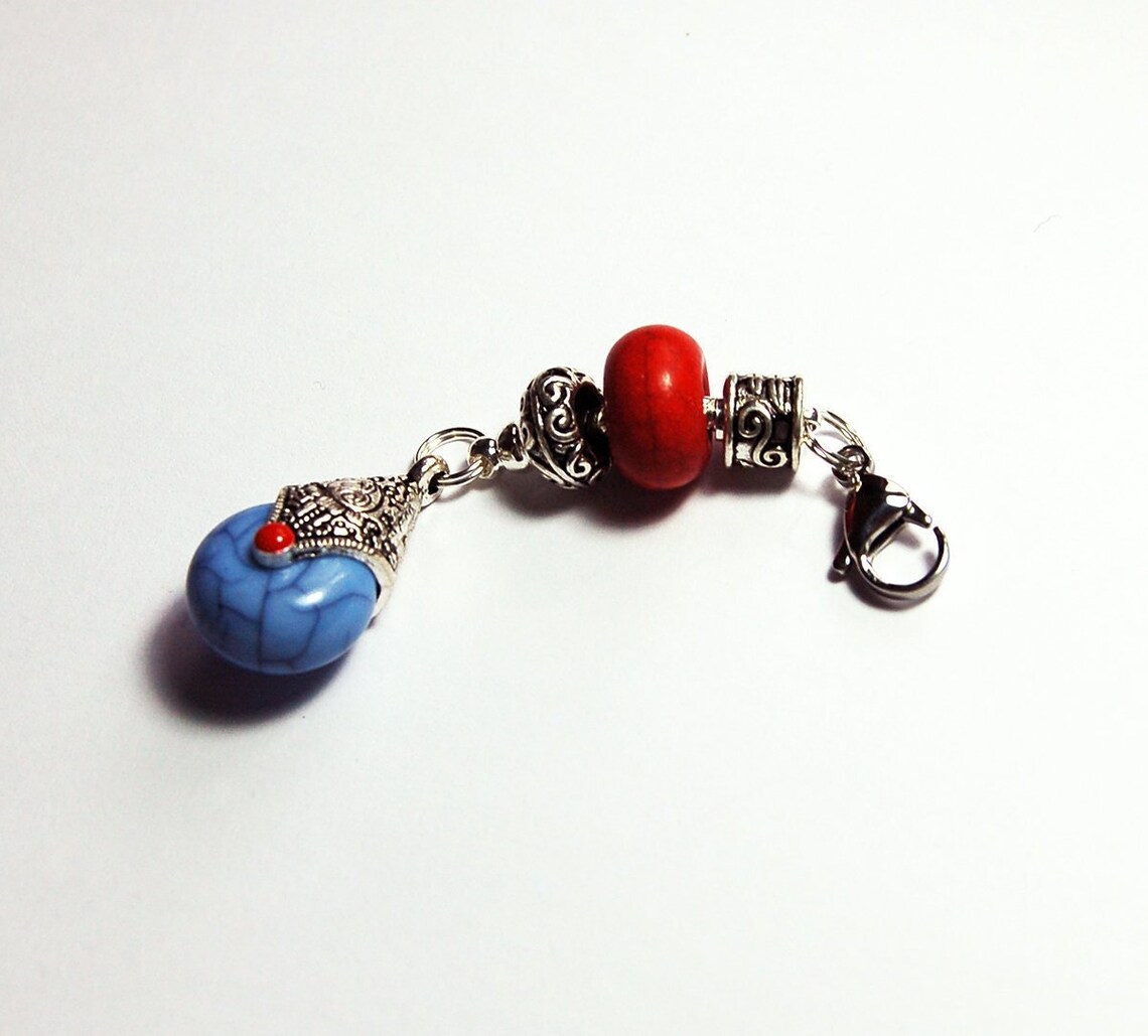 Cute Red & Blue Zipper Pull Tibetan Style Beaded Zipper - Etsy