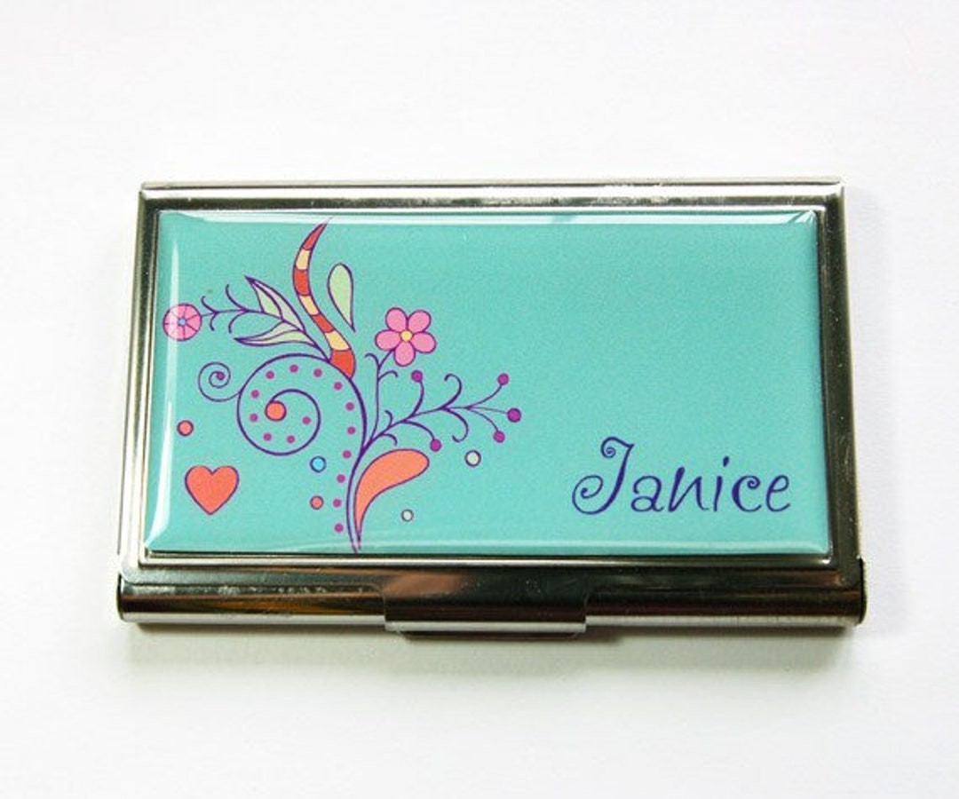 Personalized Business Card Case, Flowers, Card Case, Custom Case ...
