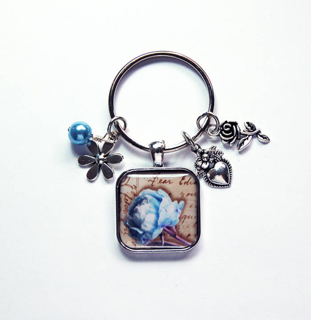 Rose Keychain, Floral Keyring, Pretty Keychain, Stocking Stuffer, Gift ...