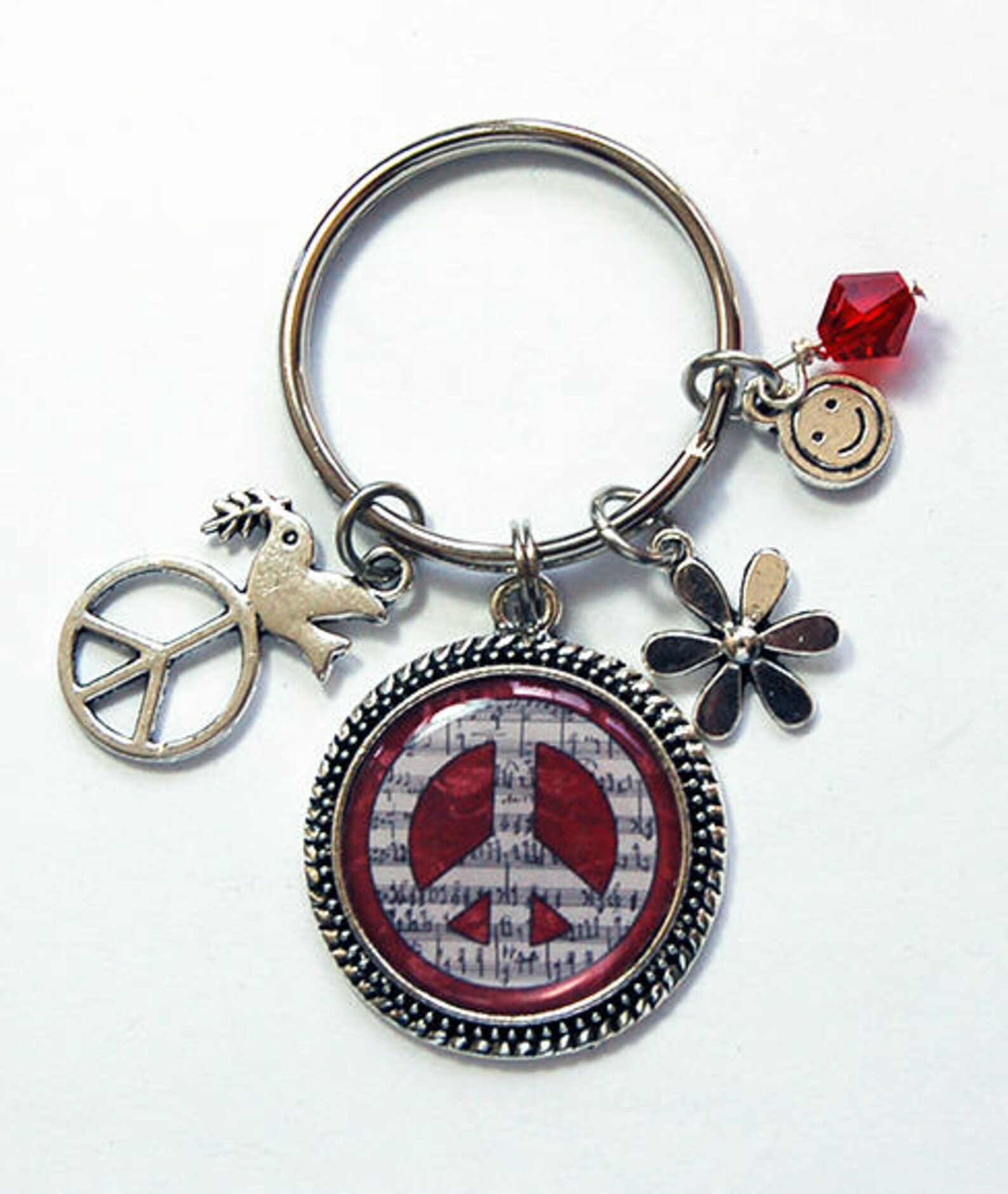 Peace Sign Keychain Keyring With Charms Keyring Stocking - Etsy