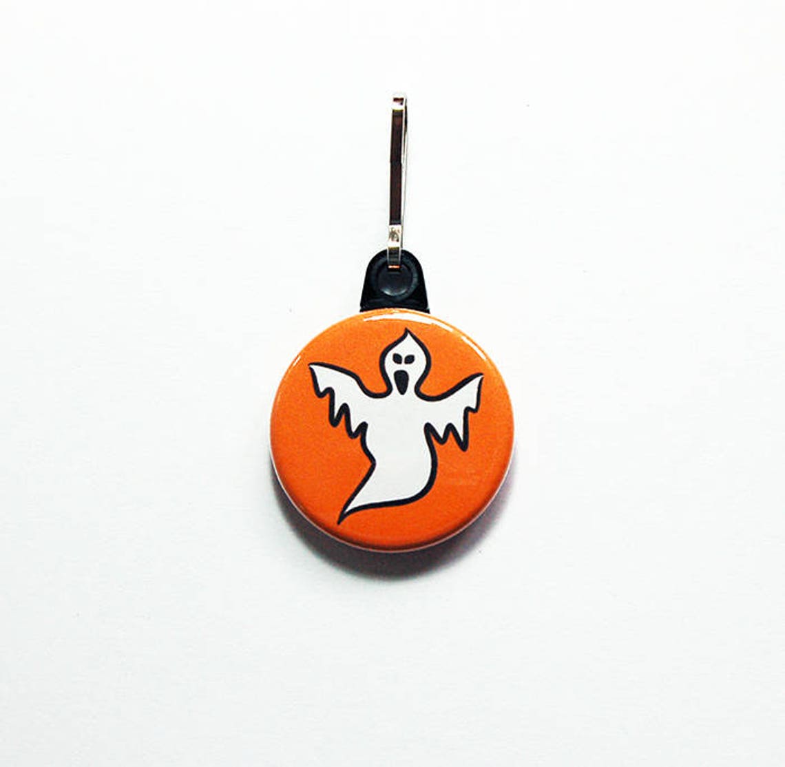 Halloween Ghost Zipper Pull in Orange and White Trick or - Etsy