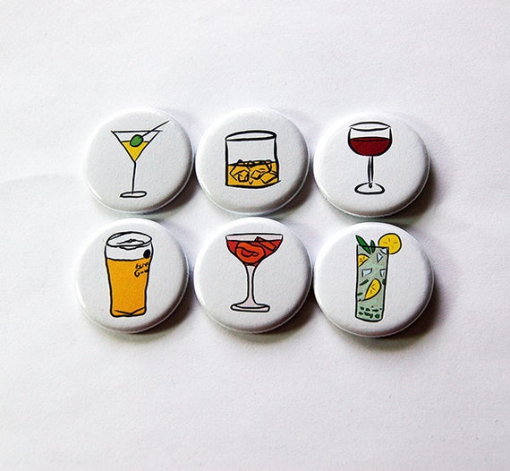 Kitchen magnets button magnets Fridge magnets drink | Etsy