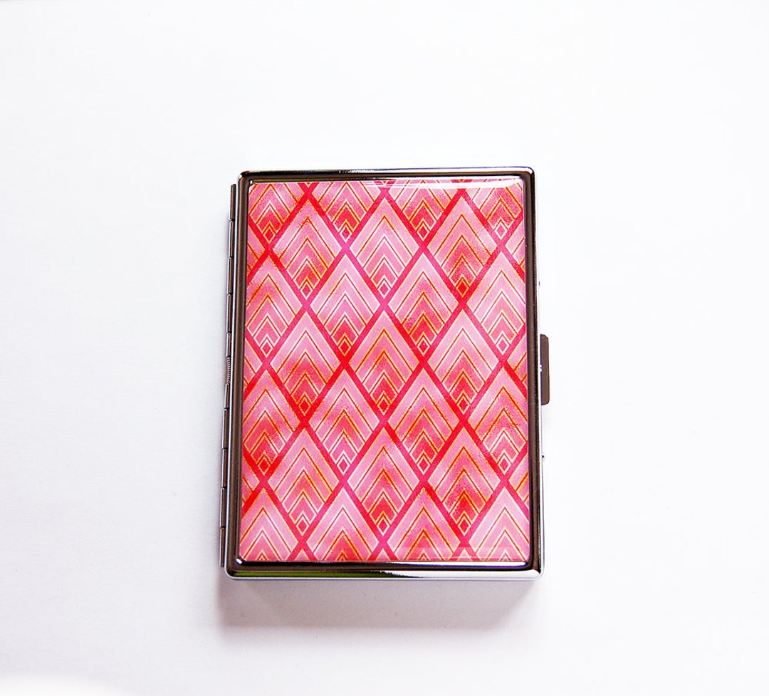 Pink Cigarette Case, Art Deco, Slim Cigarette Case, Cigarette Box ...